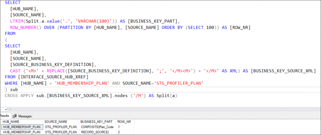 Generating Data Vault Hubs with complex Business Keys using standard ...