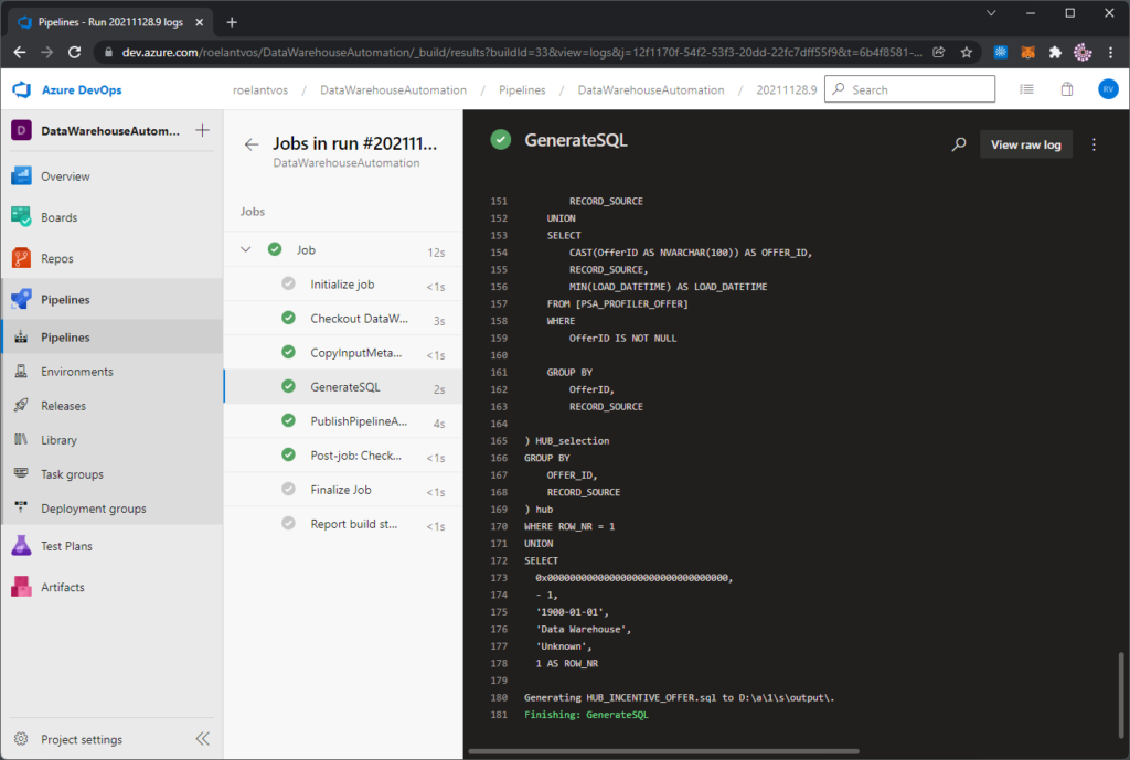 Generating Data Warehouse Automation schema code in Azure DevOps ...
